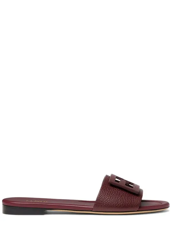 Fendi Wide-band Slide Sandals With Ff Baguette Motif - Rosso
