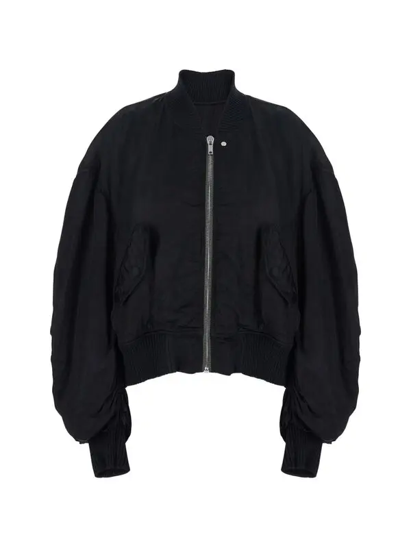Rick Owens Tonal Ribbed Knit Zip-front Jacket With Flap Pockets