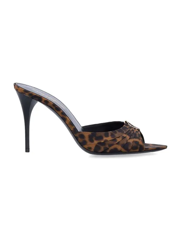 Saint Laurent Babylone Leopard-print Grosgrain Peep-toe Stiletto Flats - Marrone