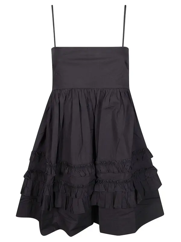 GANNI Mini Cotton Gown With Ruffled Balza Straps