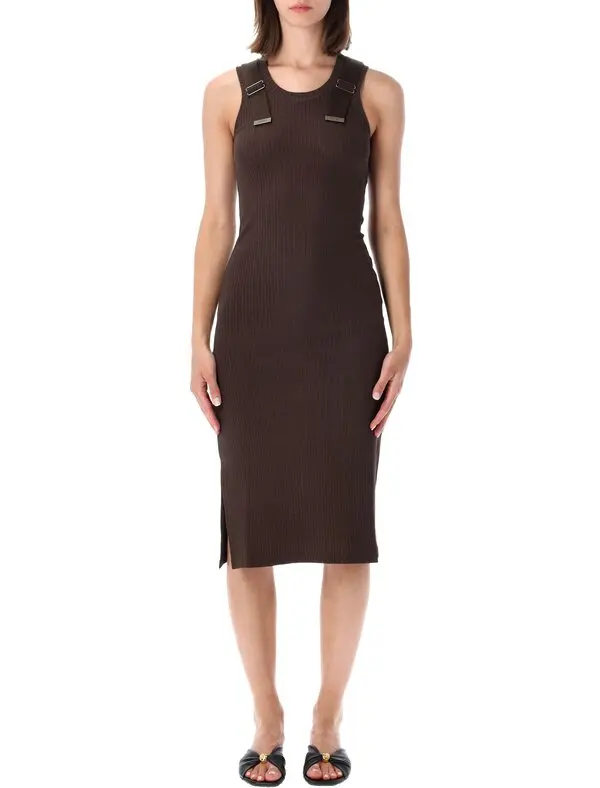 Loewe Ribbed Knit Dress With Square Neck