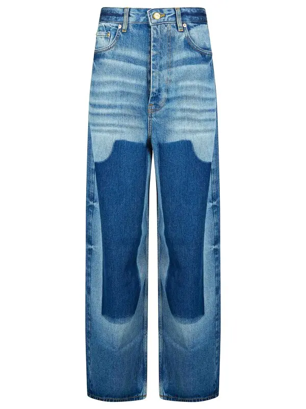 GANNI Baggy Patch Worker Jeans For - Blu
