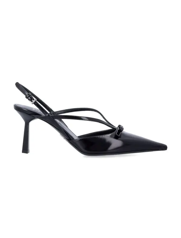 Prada Slingback Pumps With Bow Detail And 7.5 Cm Heel - Nero