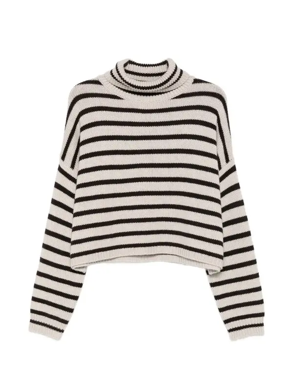 LISA YANG Striped Cashmere Turtleneck Sweater