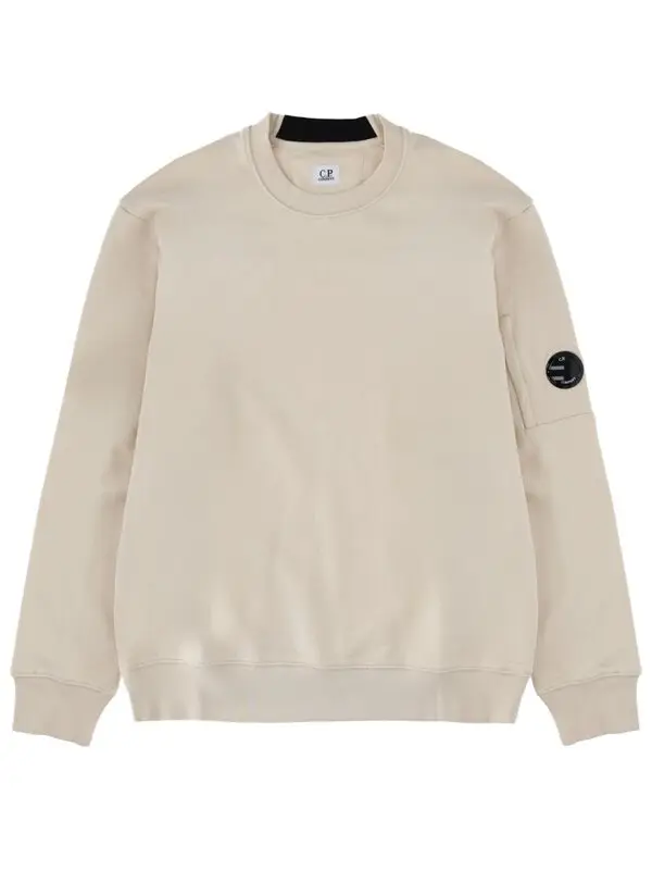 C.P. COMPANY Diagonal Raised Fleece Crewneck Sweatshirt With Lens Detail
