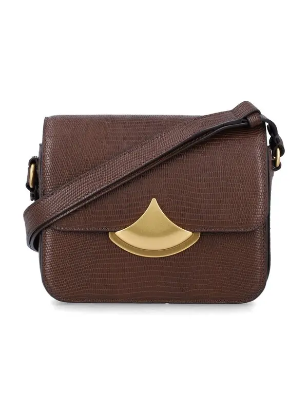SESSUN Lizard-embossed Leather Box Handbag - Marrone