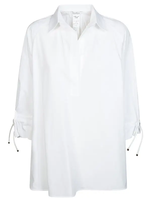 Max Mara Mini Shirt-polo In Soft Cotton - Bianco
