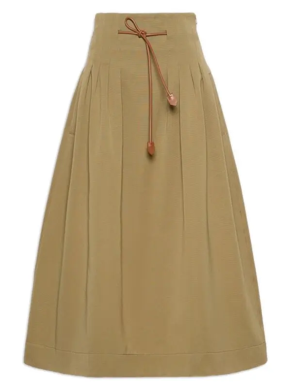 Max Mara Cotton Drawstring Waist Skirt - Verde