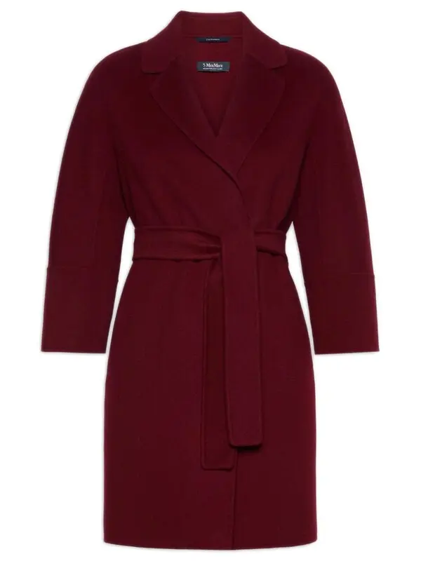 Max Mara Hand-sewn Double-drape Pure Wool Jacket With Small Lapel Collar And Matching Belt