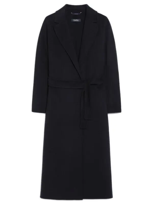 Max Mara Hand-sewn Pure Wool Robe Jacket With Belt - Blu