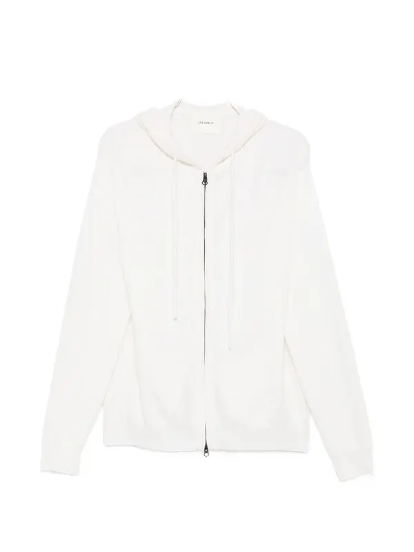 LISA YANG 100% Cashmere Full Zip Hoodie - Bianco