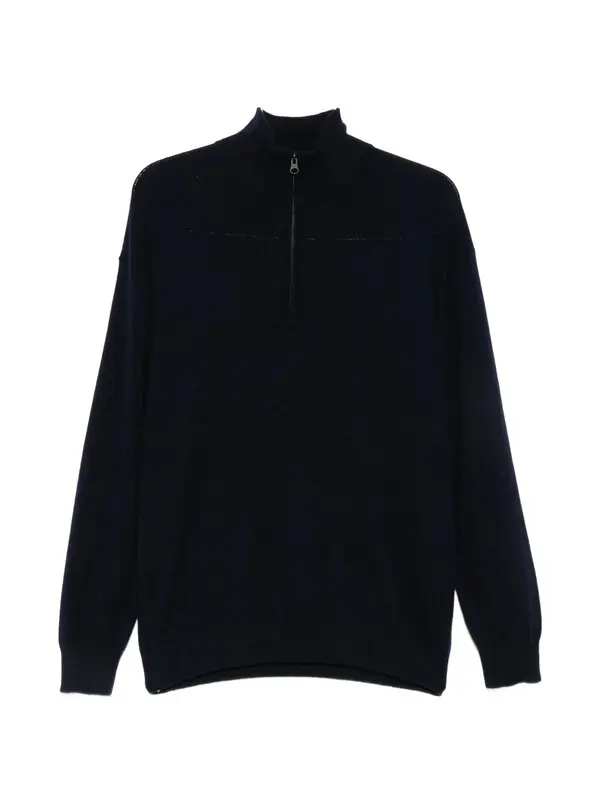 LISA YANG Cashmere Half-zip Sweater With Ribbed Edges