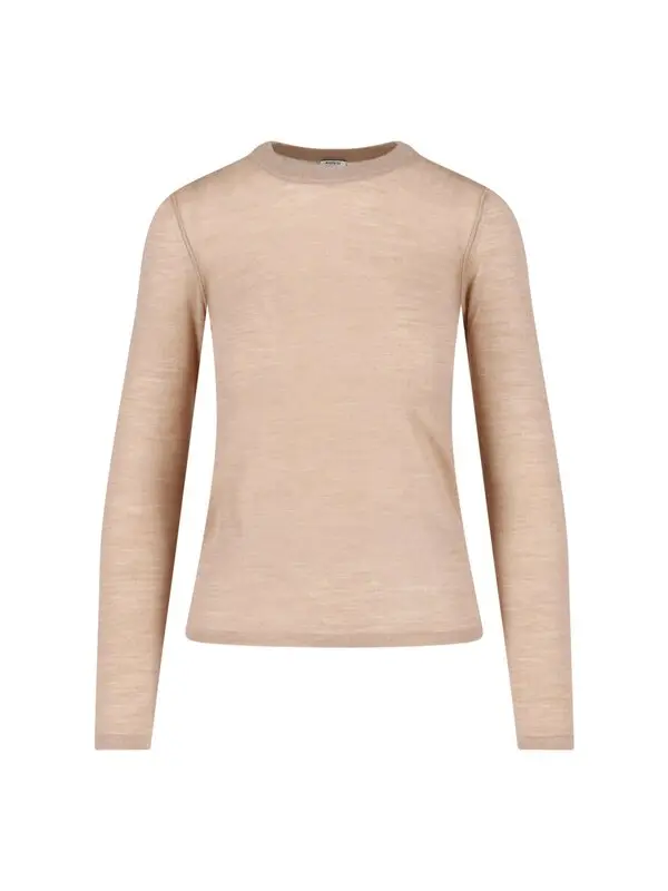 Aspesi Sheer Long Sleeve Crewneck Top - Brown