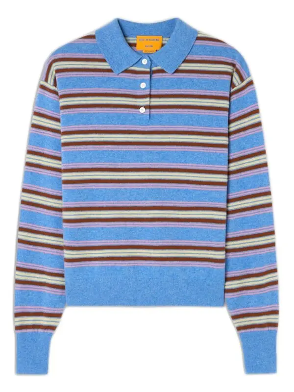 Guest In Residence Striped Cashmere Polo Sweater - Blu