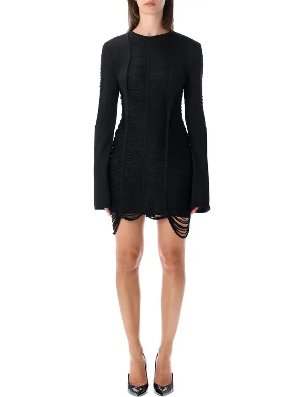 Attico Ruched Viscose-blend Sheath Dress - Nero