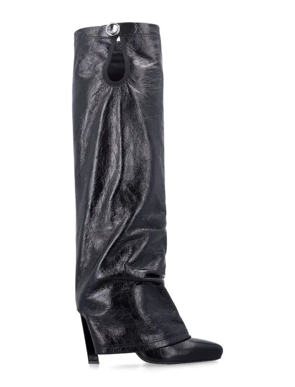 Attico Black Leather Knee-high Boots - Nero