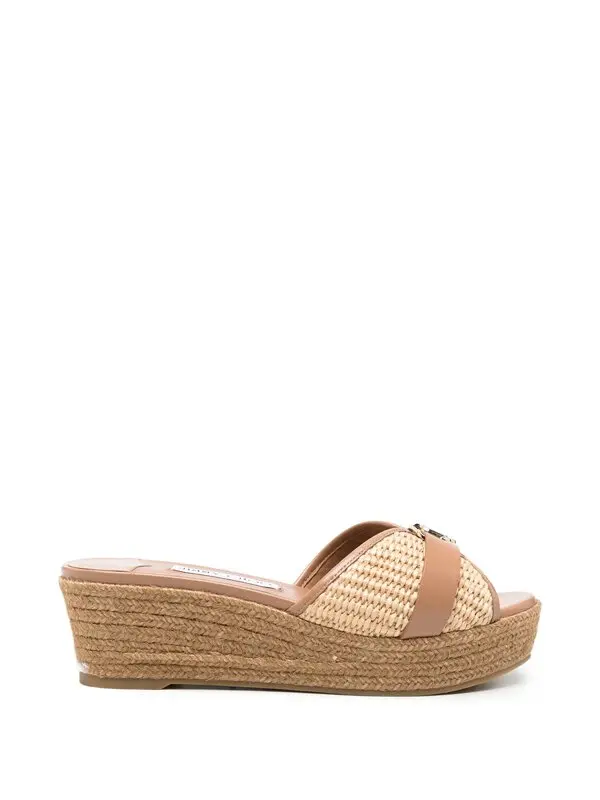 JIMMY CHOO Rope Wedge Sandals With Jc Hardware - Marrone