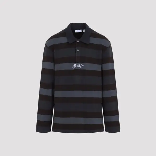 Off-White Stroke Logo Relaxed Long Sleeve Polo Shirt
