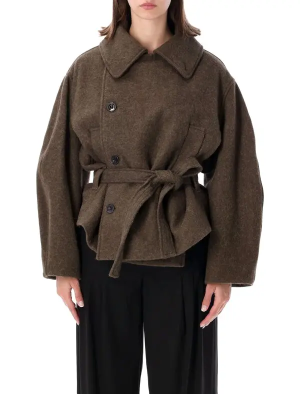 LEMAIRE Mini Wrap Short Jacket In Felted Wool & Alpaca Blend