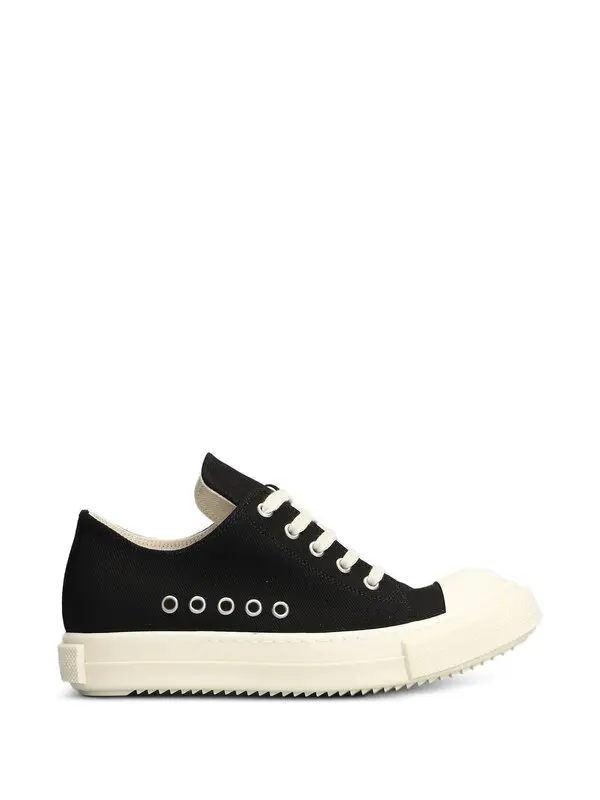 Rick Owens Drkdw Overdyed Denim Lace-up Sneakers With Shark Tooth Toe Caps - Nero