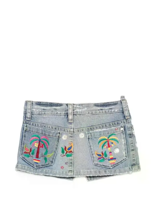 Dsquared2 Embroidered Denim Mini Skirt
