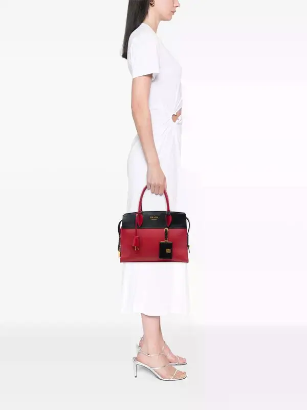 Prada Saffiano And Calf Leather Esplanade Satchel - Red