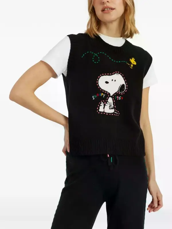 Chinti & Parker Snoopy Intarsia-knit Sweater Vest - Black