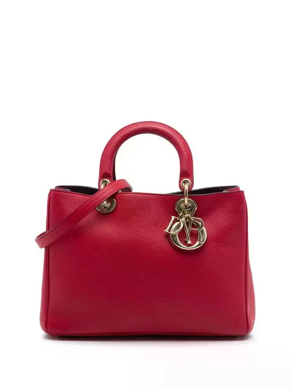 Dior 2013 Medium Pebbled Calfskin Diorissimo Satchel - Red