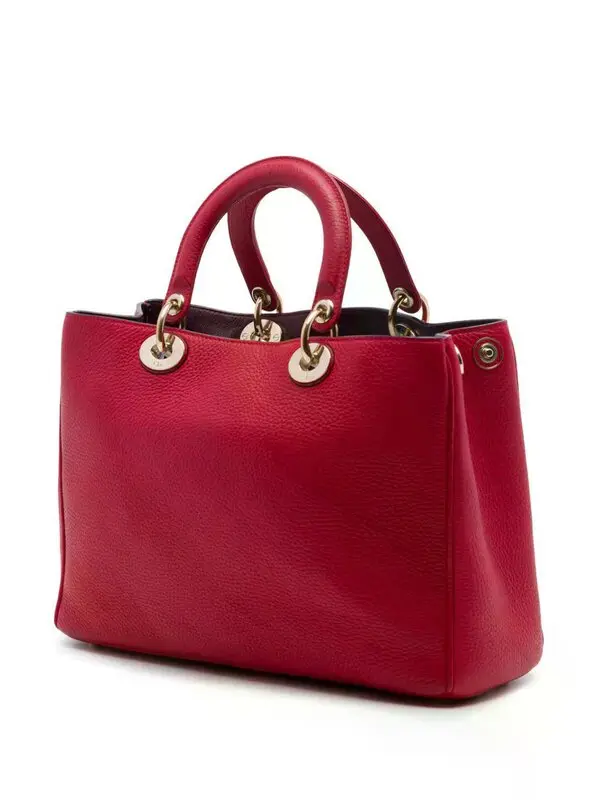 Dior Medium Pebbled Calfskin Diorissimo Satchel - Red