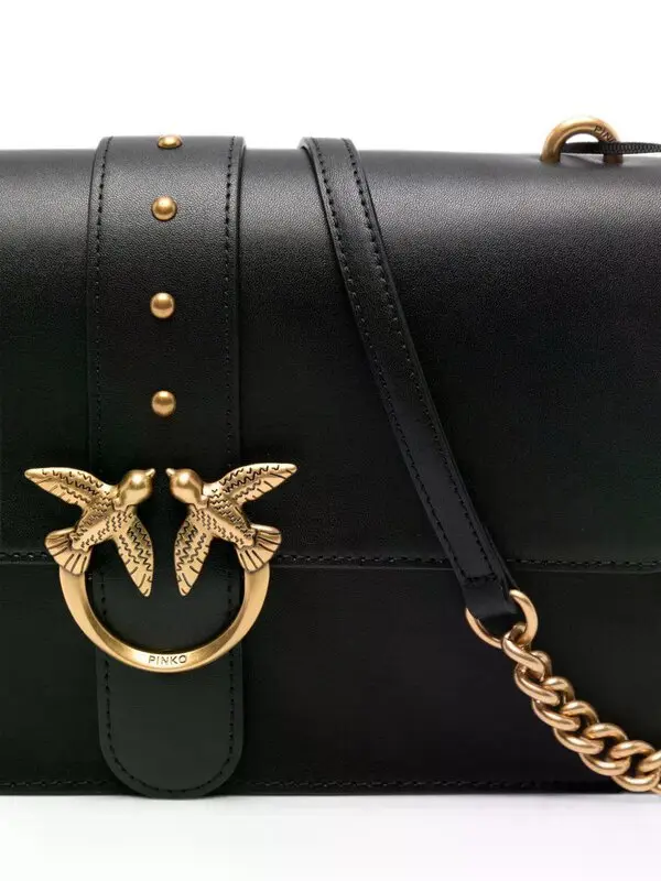 Pinko Love Birds Embellished Leather Shoulder Bag