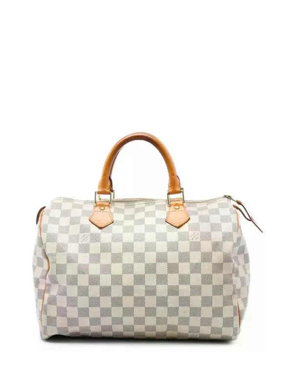 LOUIS VUITTON Damier Azur Speedy 30 Boston Bag - White