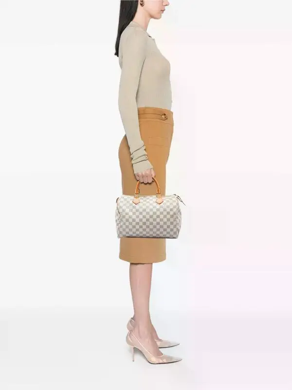 LOUIS VUITTON Damier Azur Speedy 30 Boston Bag - White