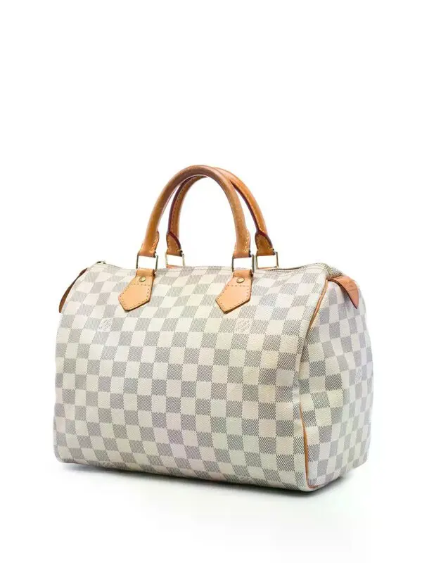 LOUIS VUITTON Damier Azur Speedy 30 Boston Bag - White