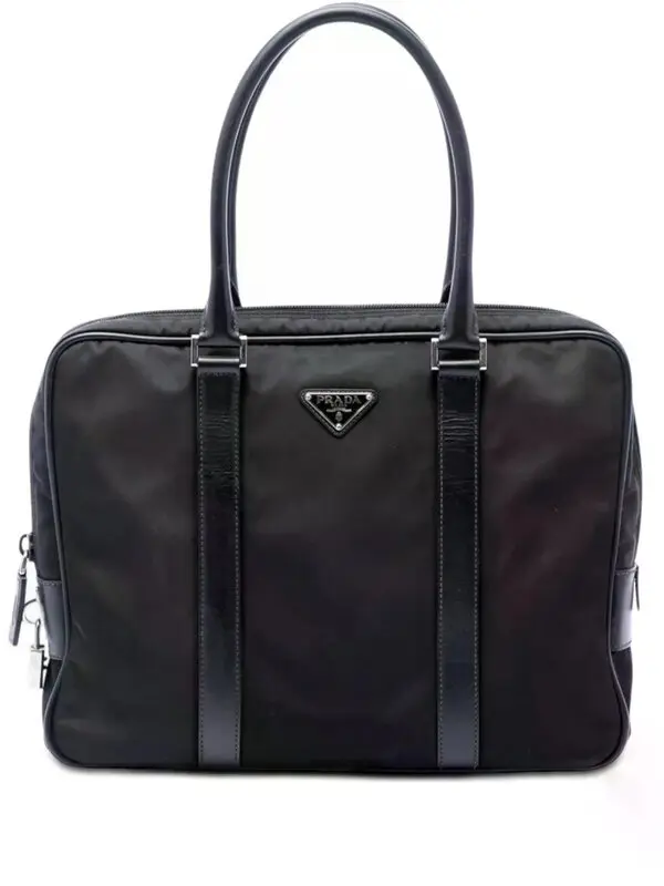 Prada Saffiano Trimmed Tessuto Business Bag