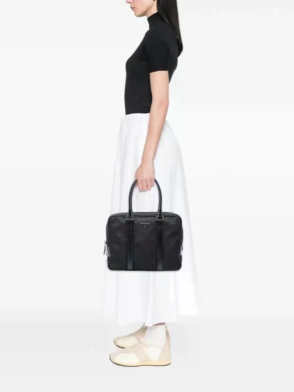 Prada Saffiano Trimmed Tessuto Business Bag
