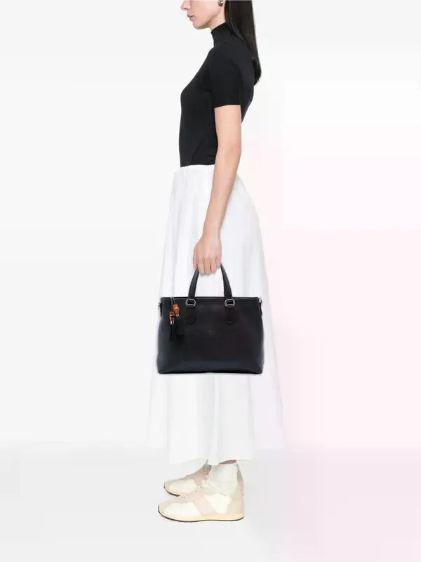Gucci Calfskin Bamboo Tassel Satchel - Black