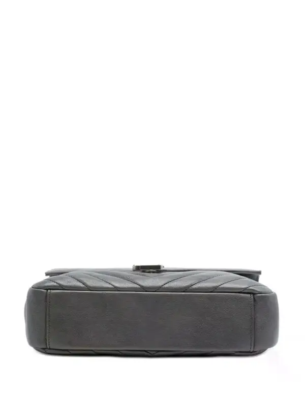 Saint Laurent Medium Chevron Sheepskin College Satchel - Grey