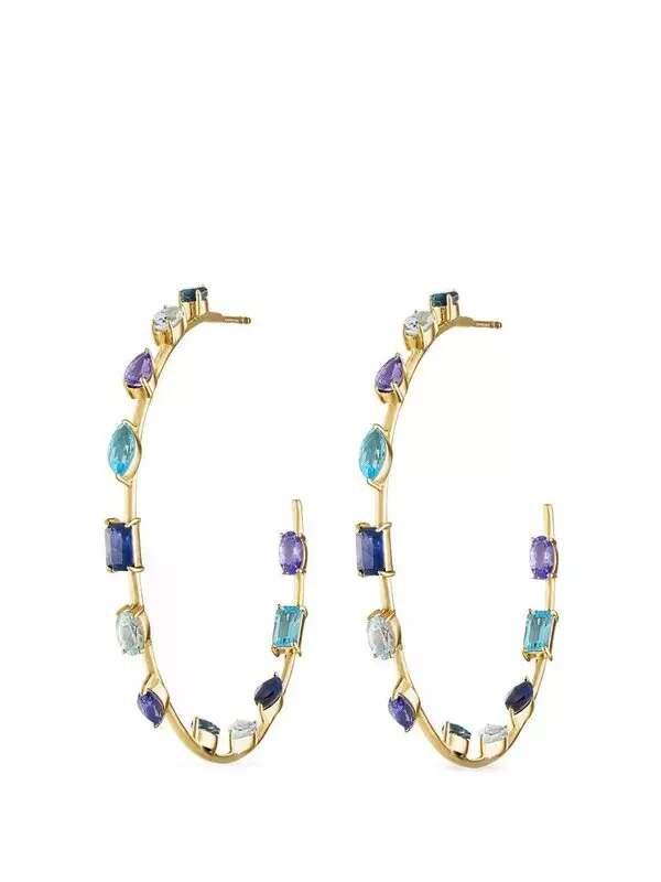 EDEN PRESLEY Sapphire And Aquamarine Hoop Earrings In 14k Yellow - Gold