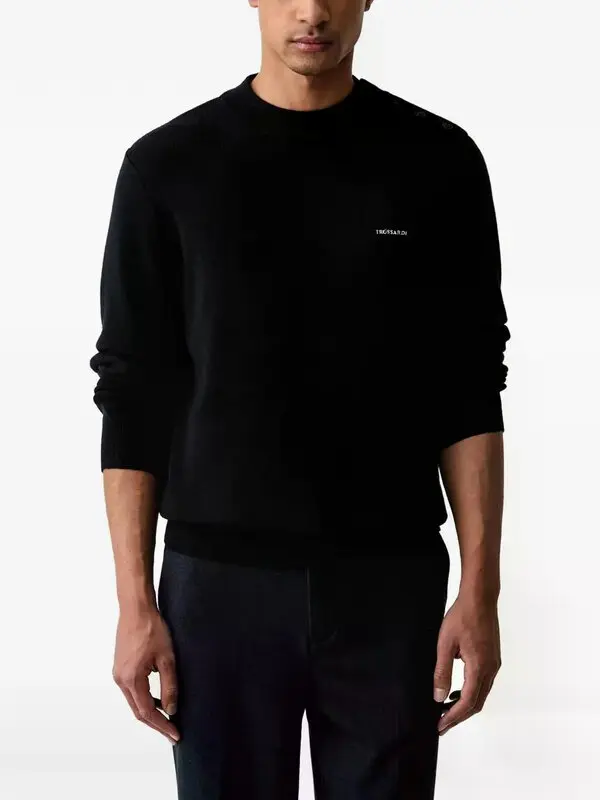 TRUSSARDI Logo Embroidered Crew Neck Sweater
