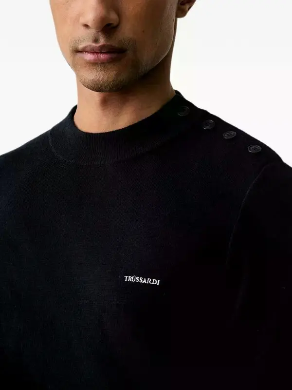 TRUSSARDI Logo Embroidered Crew Neck Sweater