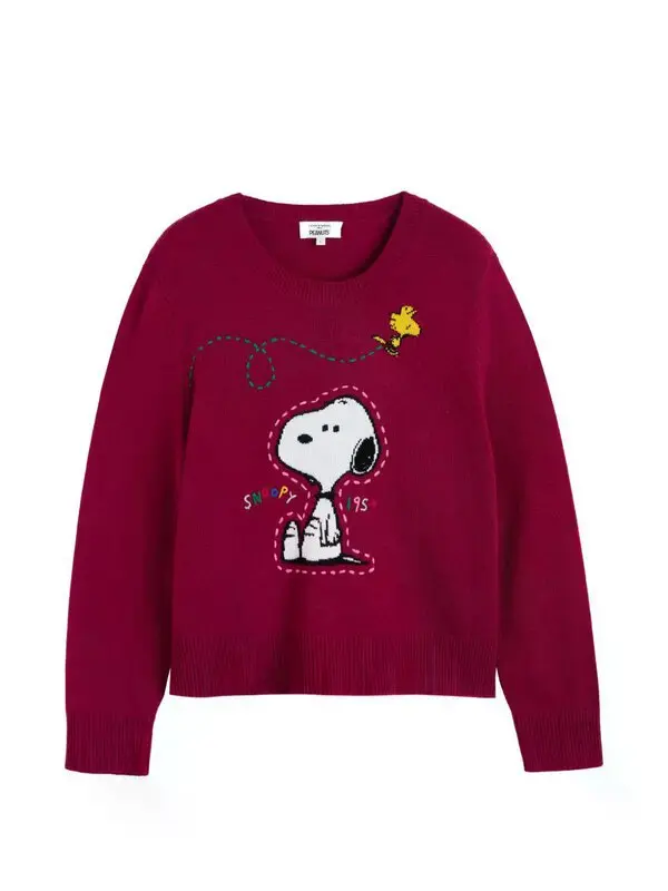 Chinti & Parker Snoopy Embroidered Crew Neck Sweater
