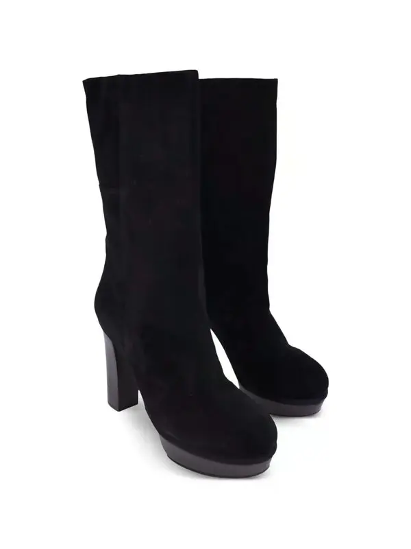 Marni Mid-calf Round Toe Platform Block Heel Boots