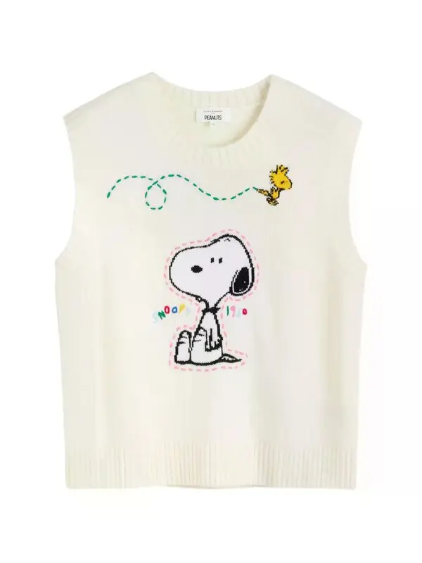 Chinti & Parker Snoopy Intarsia Knit Sweater Vest - Neutrals