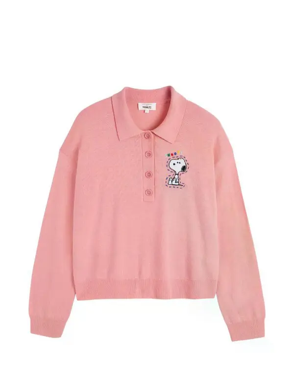 Chinti & Parker Snoopy Embroidered Polo Shirt - Pink
