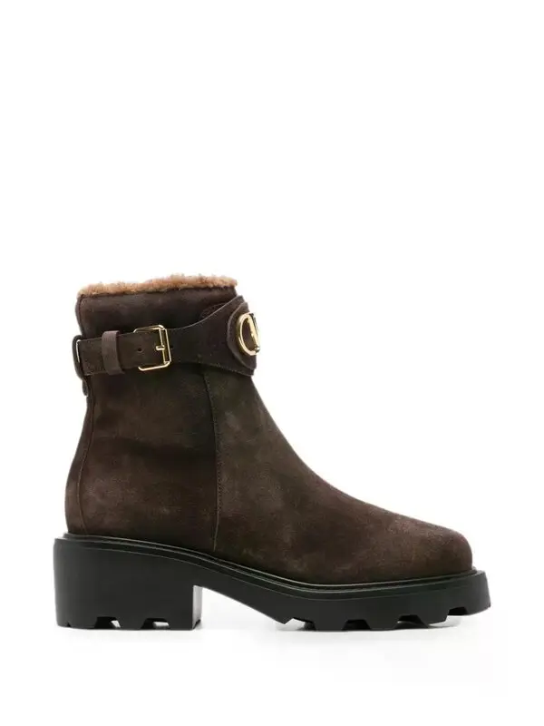 Valentino Garavani Vlogo Signature Leather Boots - Brown