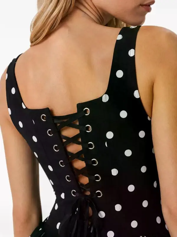 HAMZA Polka Dot Square Neck Mini Dress