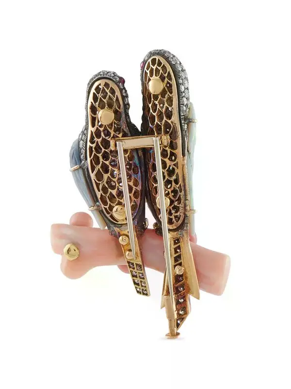 LB EXCLUSIVE Lovebird Diamond, Opal, And Ruby Brooch