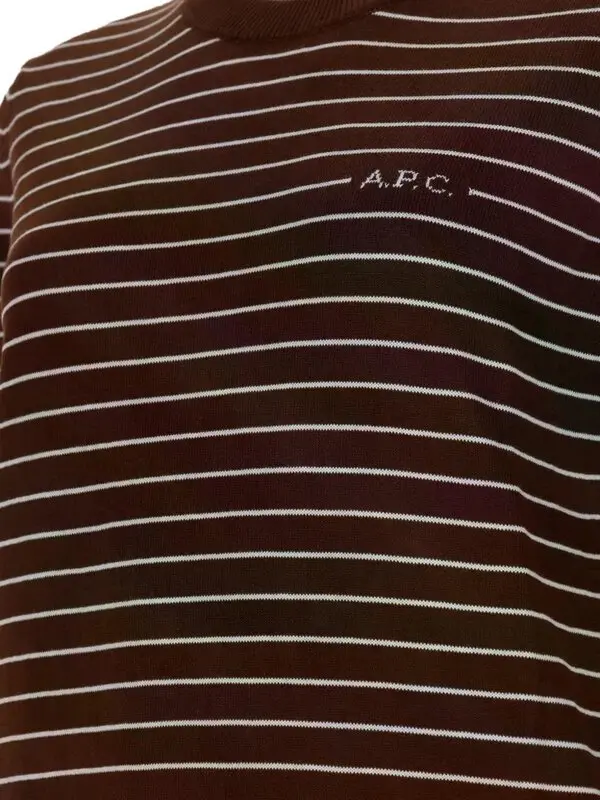 A.p.c. Striped Cotton Crewneck Sweater - Brown
