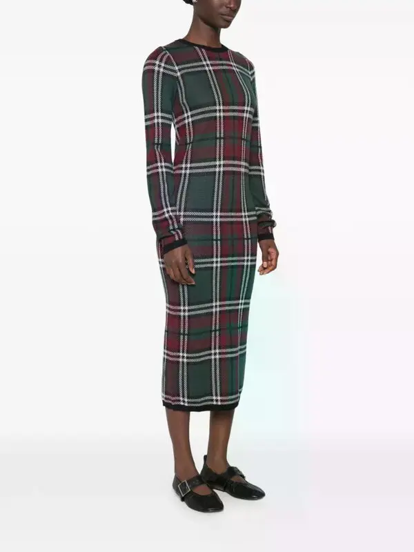 N°21 Tartan Check Knit Midi Dress