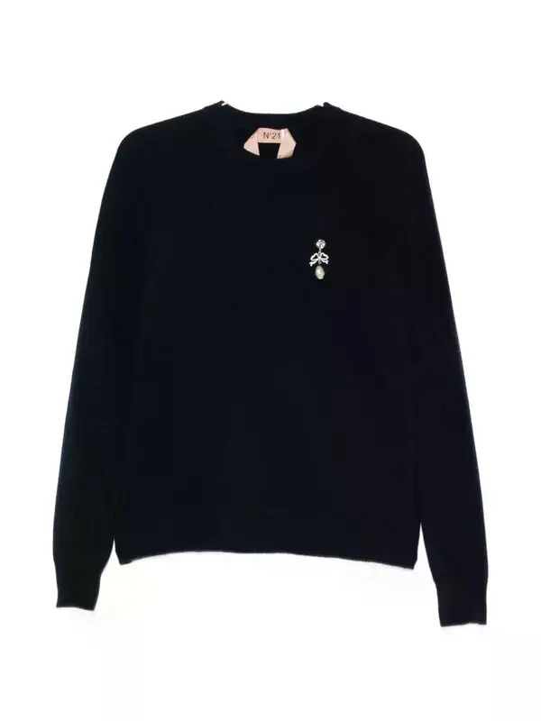 N°21 Crystal Embellished Raglan Sleeve Sweater